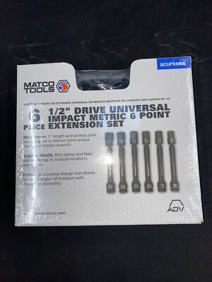 Matco Tools 6PC 1/2" Dr Universal Impact Metric 6 Point Extension Set ...