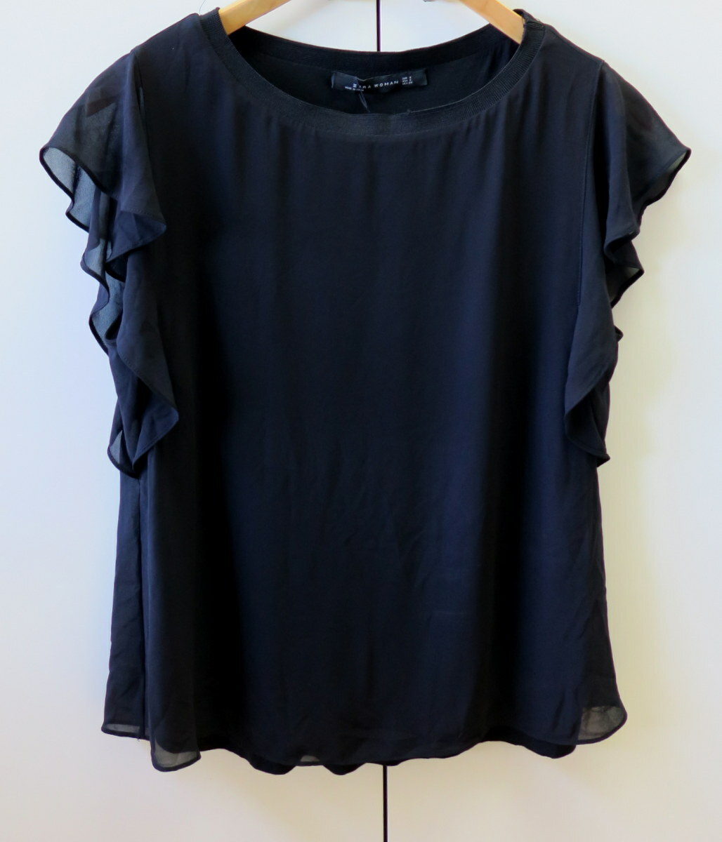 NEW Pretty Black Layer with Flutter sleeves Top from … - Gem