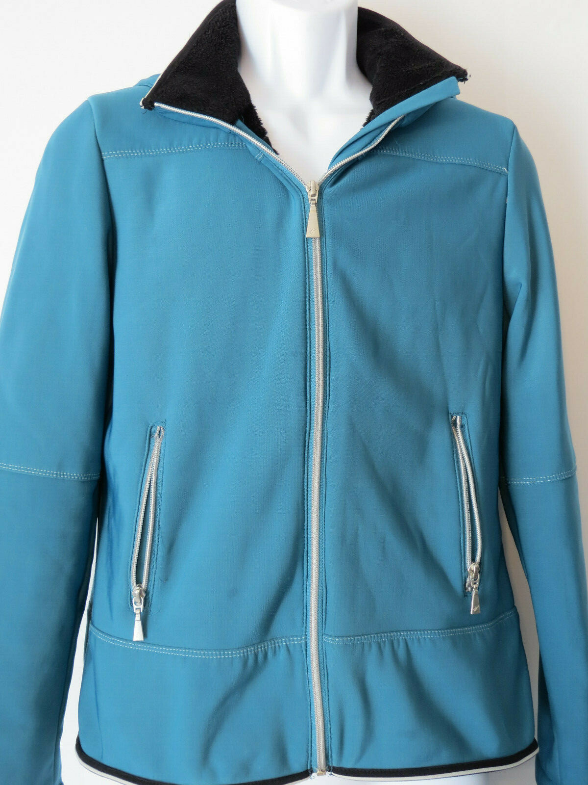 Women's LINED TEAL WEATHERPROOF SMALL JACKET Aqua Zip… - Gem