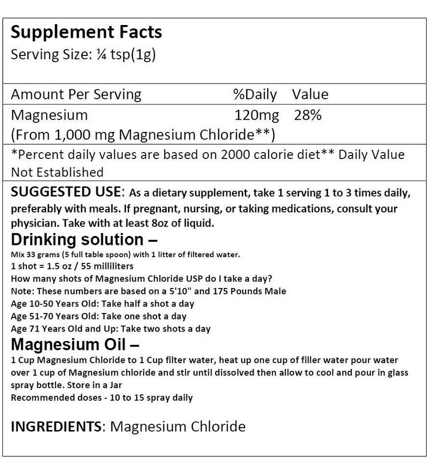 Magnesium Chloride USP (Pharmaceutical Grade) USP 100% edible - Cloruro ...