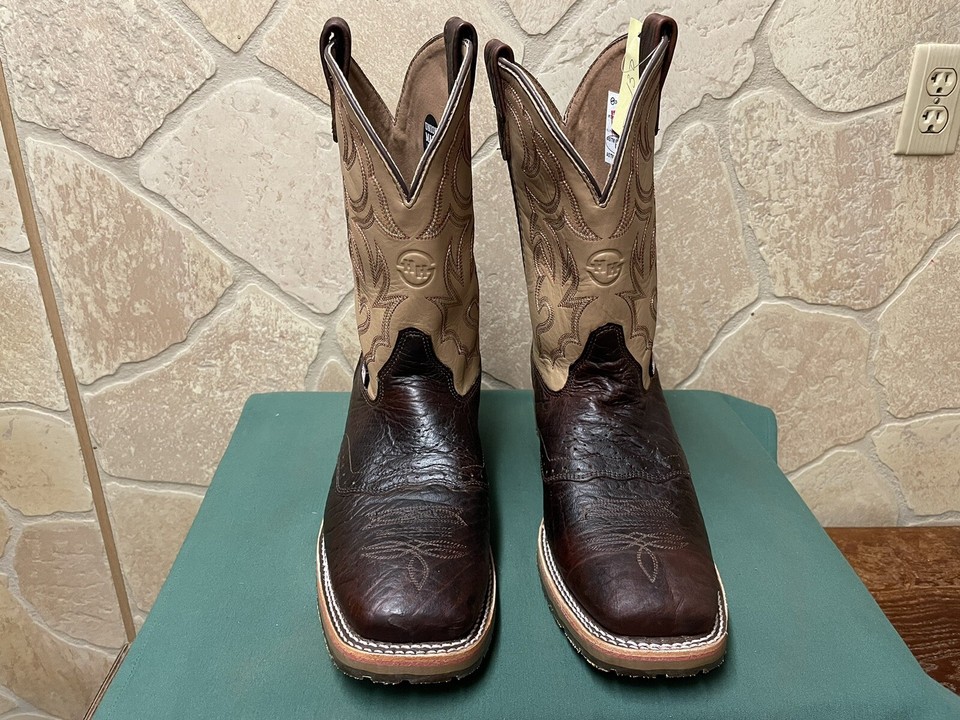 Mens 13 D Square Toe Bison ICE Roper Work Western Cowboy Boots USA Made ...