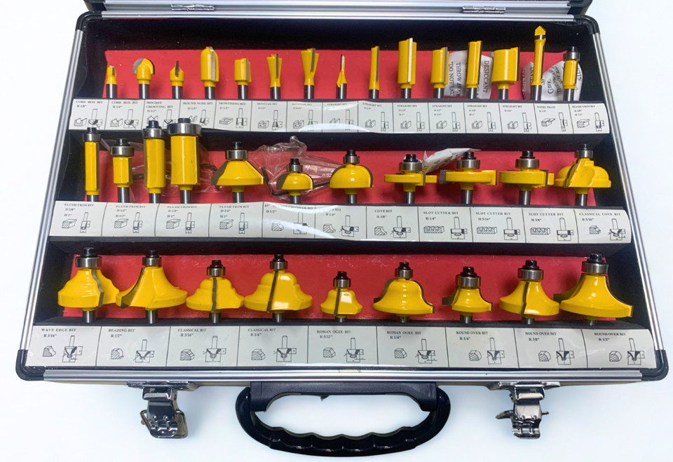 35PC 1/2" Shank Tungsten Carbide Router Bit Set Woodworking Cutting ...