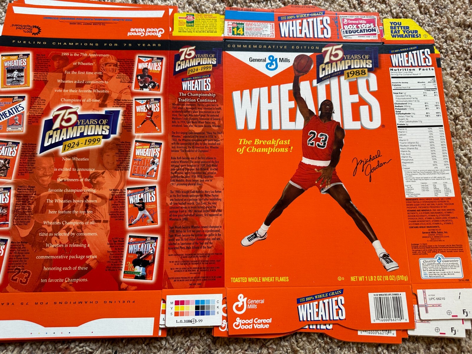 Wheaties Michael Jordan Wheaties box - fully flat/unassembled. Mint ...