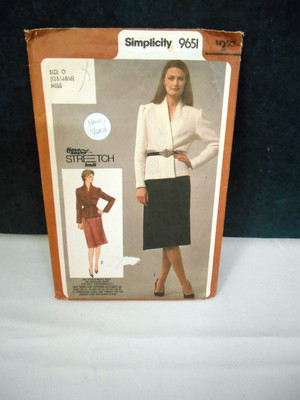 Vintage 1980~Simplicity #9651~Szs 12-14-16~Skirt & Jacket (Suit ...