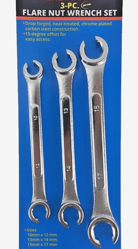 New 3 pc Metric Line/Flare Nut Wrench Set 10mm X 12mm, 13mm X 14mm ...