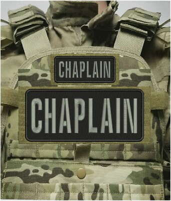 CHAPLAIN embroidery patch 4x10 and 2x5 hook on back GREY | eBay