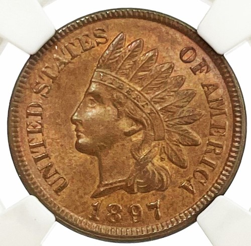 1897 US INDIAN HEAD CENT COIN VP-001 NGC MINT STATE 64 RED BROWN | eBay
