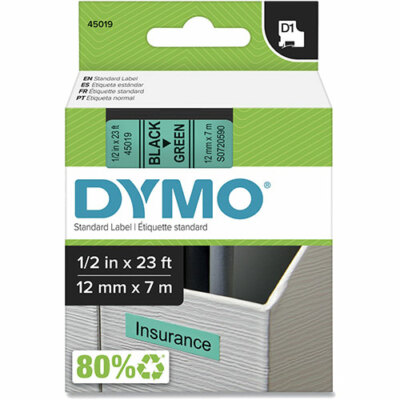 Dymo DYM45019 LabelPoint 200 D1 Label Tape, 1/2" x 23 ft, Black on ...