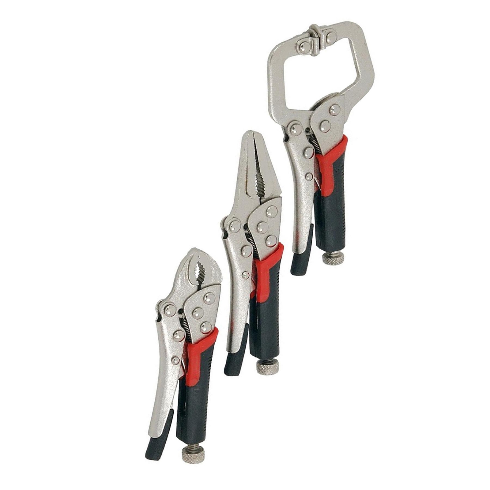 Mini Locking Pliers Set Soft Grip Handles Curved Jaw / Long Nose / C ...