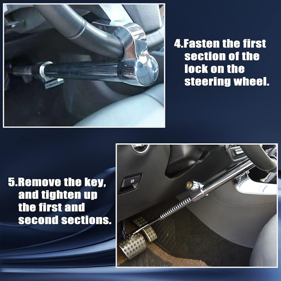 Steering Wheel Brake Lock Anti-Theft Retractable Car Clutch Pedal Lock ...