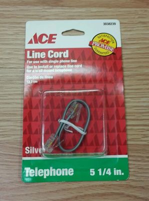 Genuine Ace (3038239) Silver 5 1/4 in. Long Telephone Line Cord **NEW ...