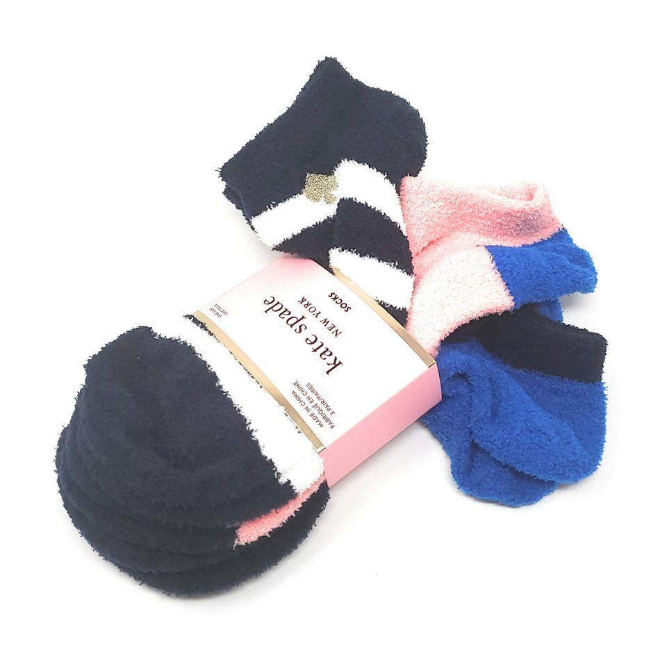 Kate Spade Fuzzy Ankle Slipper Socks 3 Pairs Low Cut | eBay