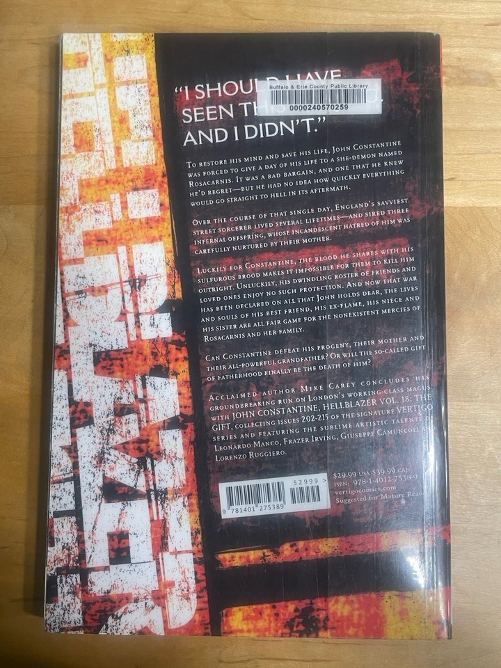 John Constantine Hellblazer: The Gift Vol 18 TPB (2018) Ex-Library ...