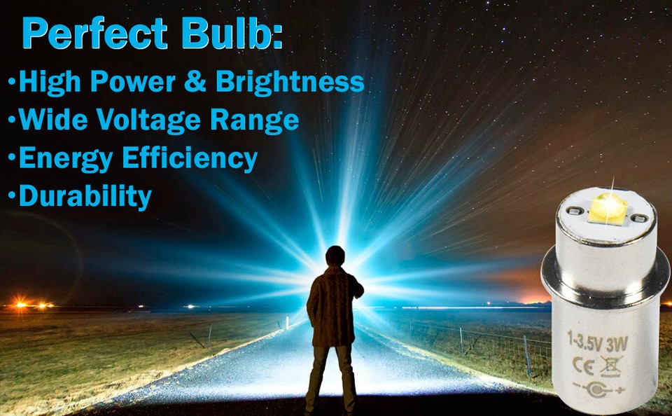 HQRP 3W LED Upgrade Bulb for Maglite 2D 3D 2C 3C Cell Flashlight 2 3 C ...