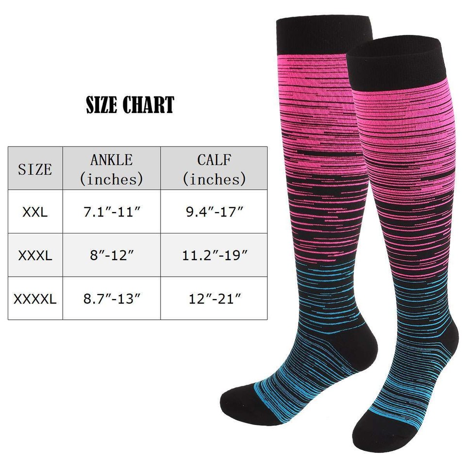 Plus Size Compression Socks 20-30 mmhg for Men and Women Wide Calf 2XL ...