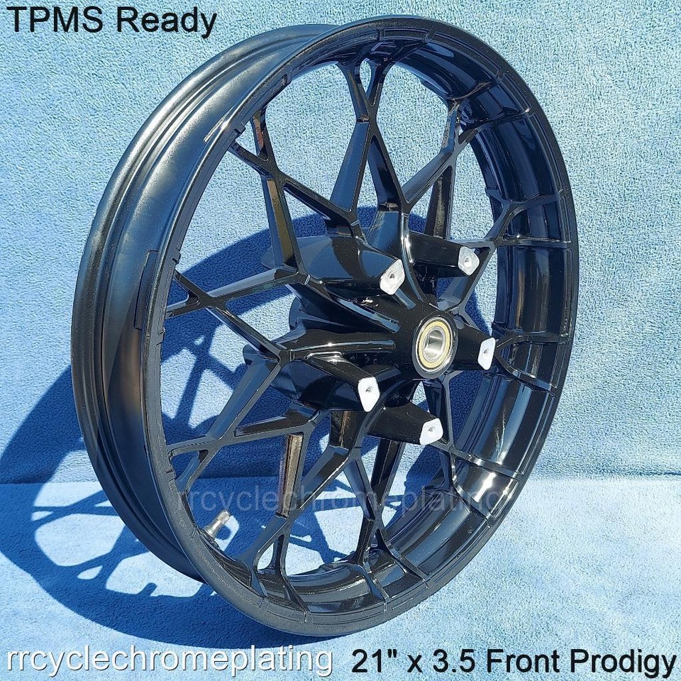 Harley Black 21" F 18" R Prodigy Wheels Dunlop Tires Rotor 09-23 Street ...