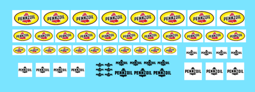 DECALCOMANIE DECALS PENNZOIL 1/32 1/24 1/10 1/8 decal motor oil ...
