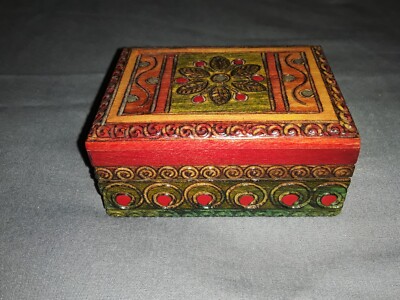 Carved Wood Miniature Trinket Box Made in Poland | eBay
