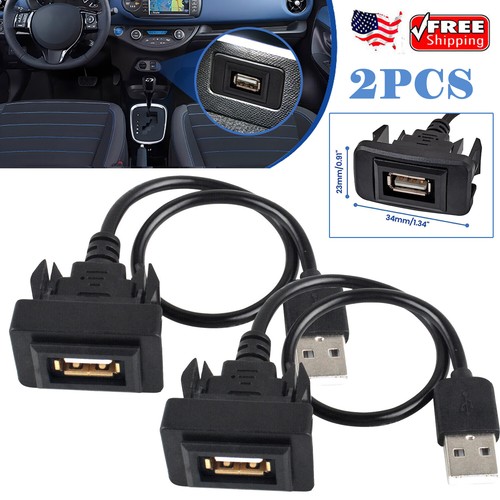 For Toyota Dashboard Flush Mount USB Male to Female Extension Car Cable ...