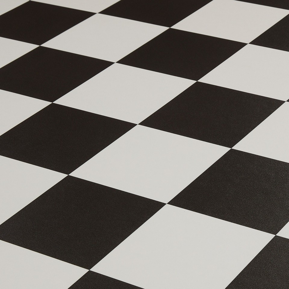 Vinyl Flooring Vintage Lino Black & White Mosaic Tiles Chequerboard ...
