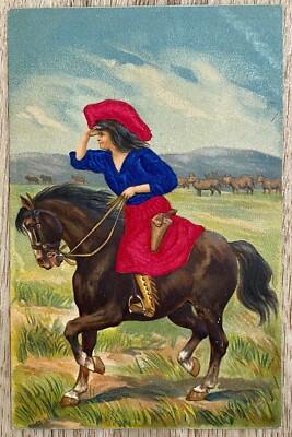 Cowgirl With Silk Clothing Riding Horse With Gun Western 1908 Postcard ...