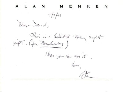 Alan Irwin Menken Hand Signed AUTHENTIC AUTOGRAPH | eBay