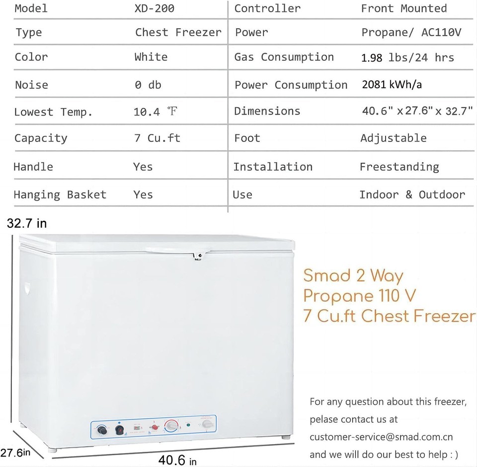 LP Gas Freezer Propane Deep Chest Freezer RV Camping Off Grid Storage 7 ...