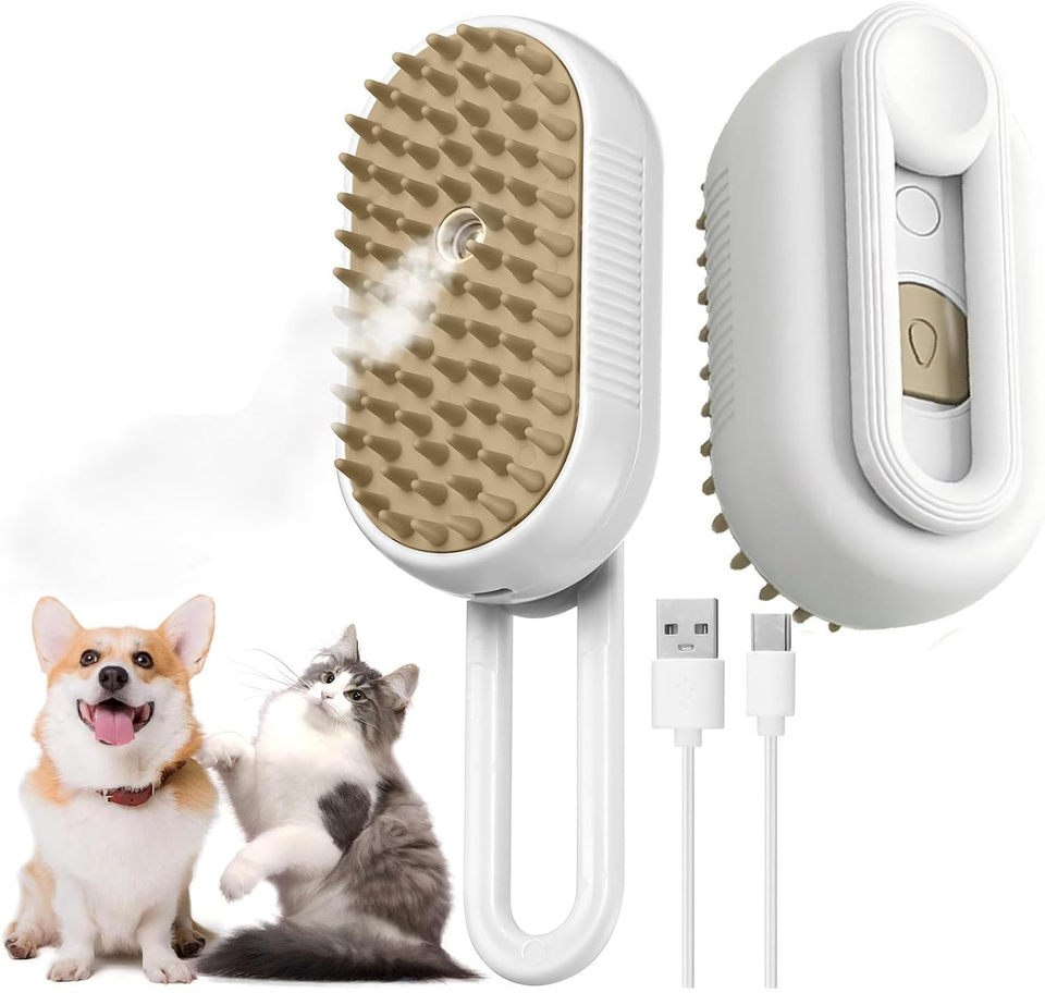 Cat Hair Brush, Dog Hair Brush, Cat Steam Brush, Rechargeable Steam ...
