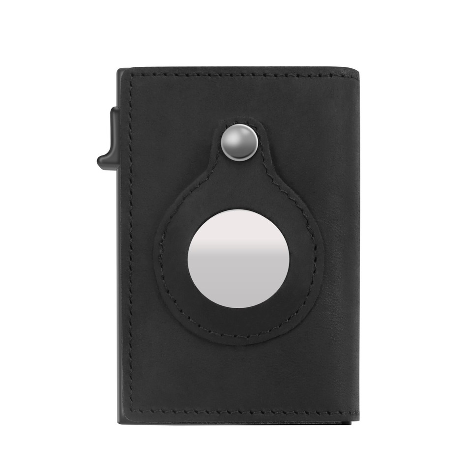 For Airtag Wallet Case Genuine Leather Credit Card Holder Magnetic Air ...
