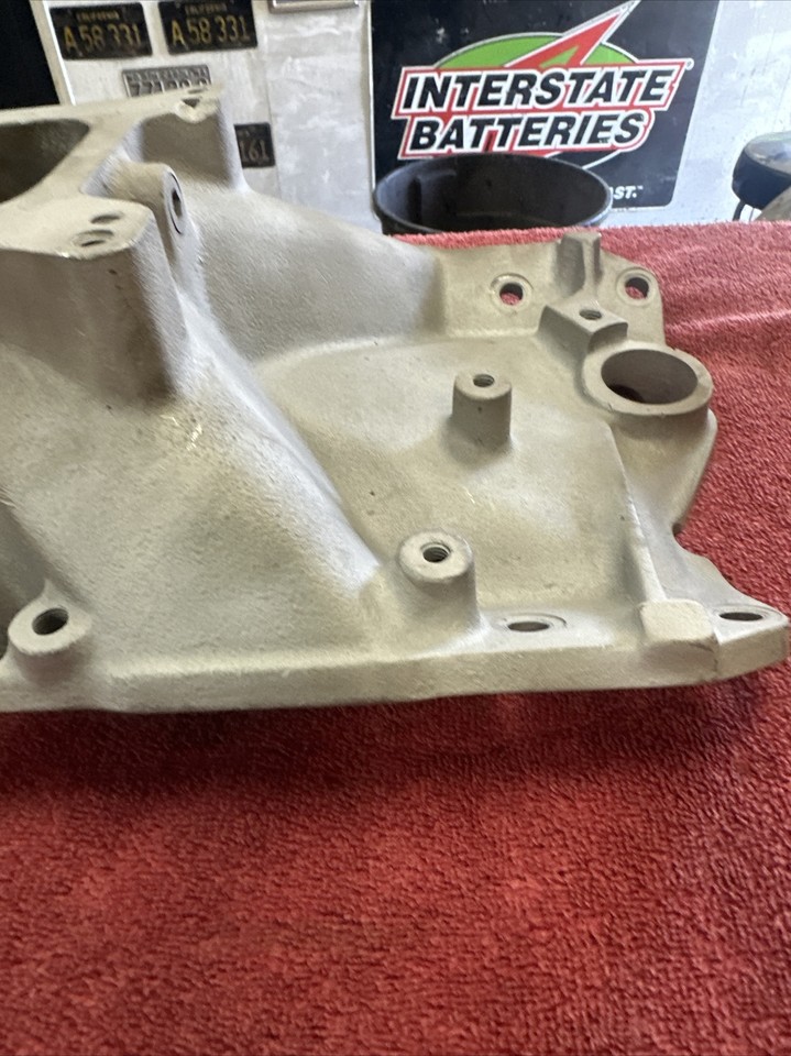 Vintage Weiand 7546 SBC Chevy Aluminum INTAKE MANIFOLD 350 Sandblasted ...