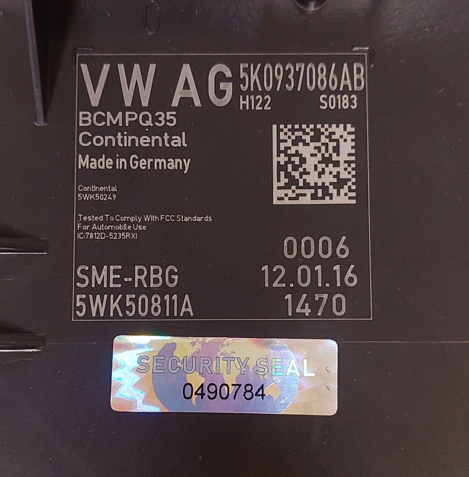 2009-2017 VW VOLKSWAGEN TIGUAN BCM BODY CONTROL MODULE 5K0937086AB VWAG ...