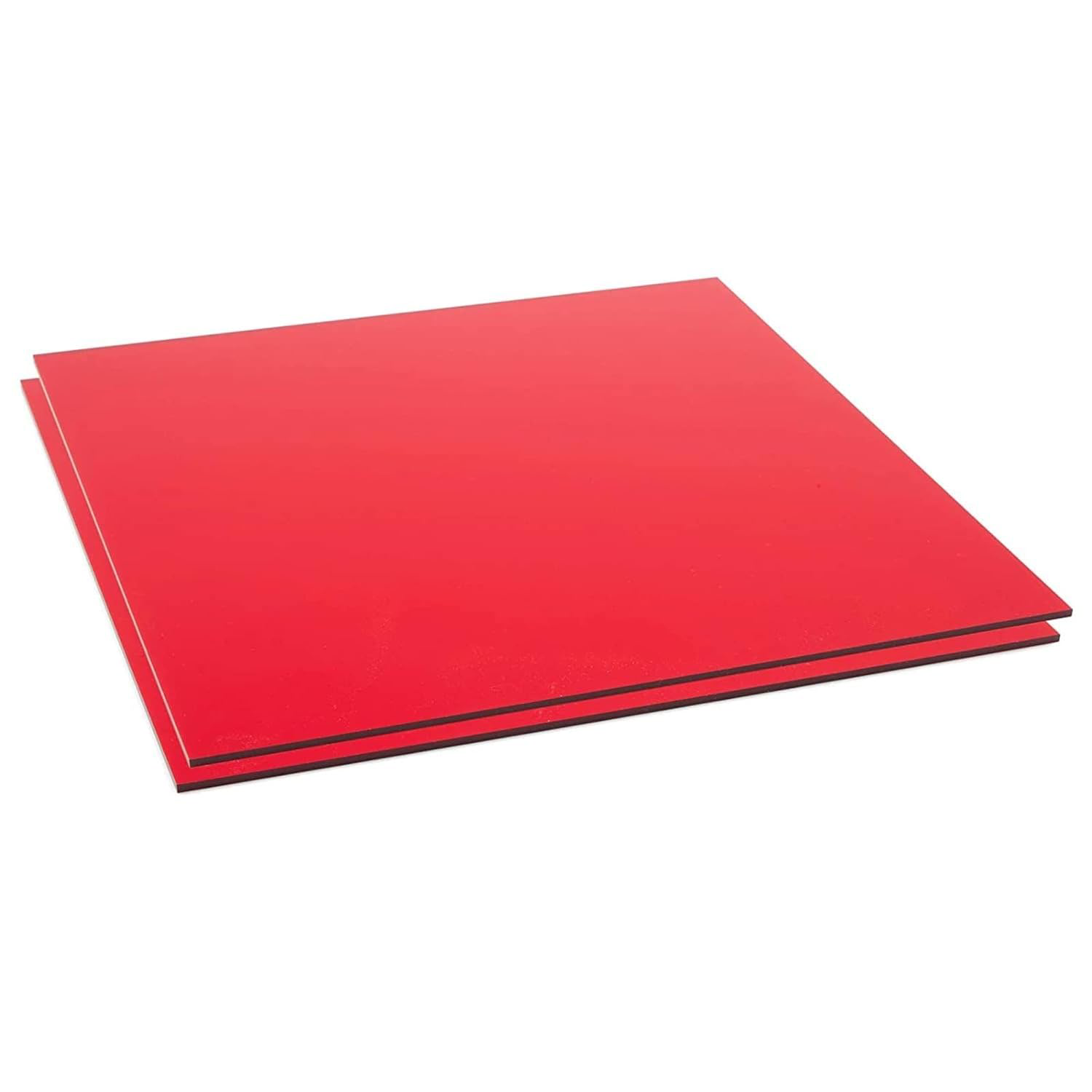 2 Pack Translucent Red Cast Acrylic Sheet, 1/8 Inch Thick (12 x 12 ...