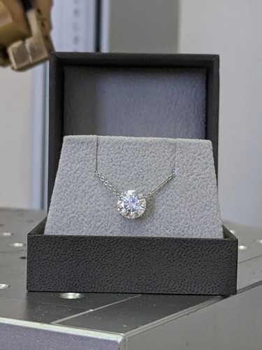 2 Ct Round Lab Created Diamond Solitaire Pendant Necklace 14K White ...