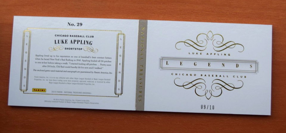 2014 National Treasures Luke Appling Legends Cuts Booklet GU Jersey ...