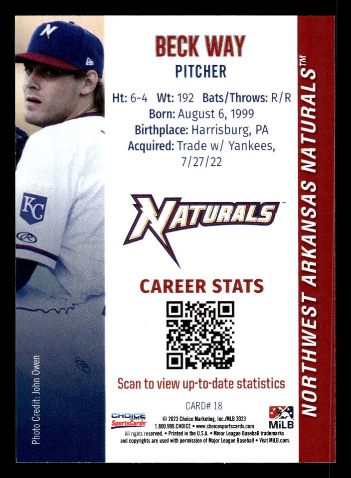 Beck Way 2023 Choice Northwest Arkansas Naturals #18 Northwest Arkansas ...