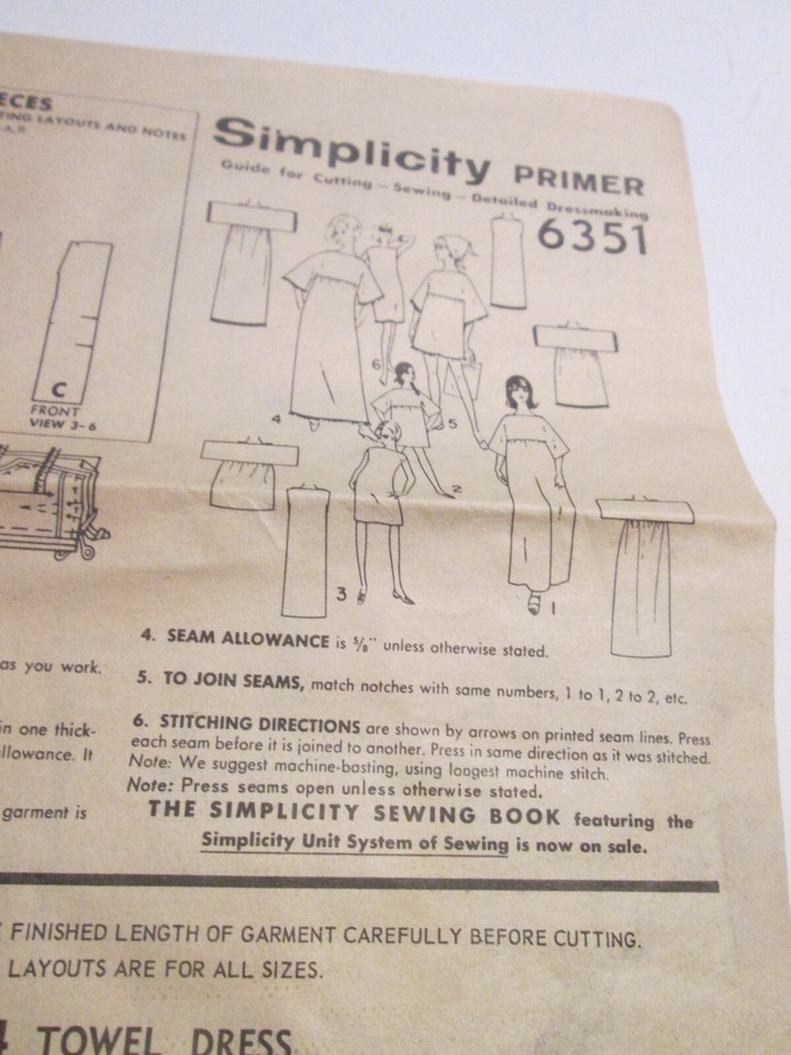 1965 Simplicity Pattern #6351 Misses Jiffy Muu Muu Size 10 UNCUT NO ...
