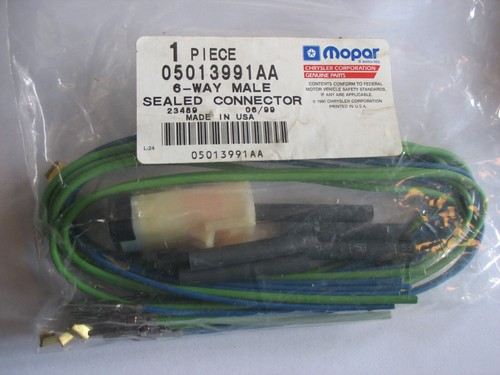 NOS Mopar 6-Way MALE Connector Pigtail Wiring Repair Harness 5013991AA ...