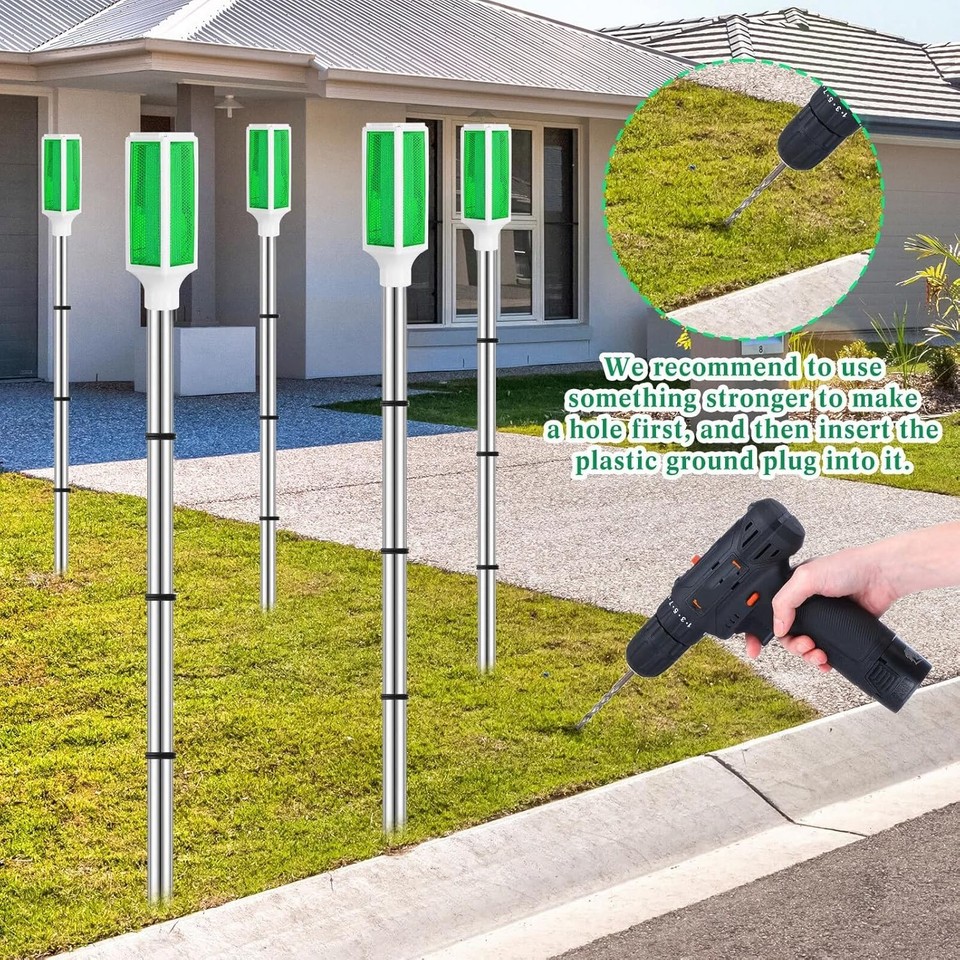 4 Pcs Solar Powered Driveway Markers Reflective Lights Green | eBay