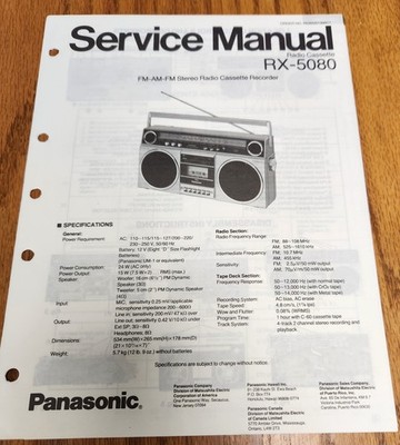Panasonic RX-5080 Radio Cassette Service Manual - Original | eBay