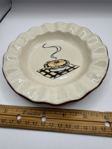 Vintage White Barn Candle Plate Ceramic Ruffled Pie Plate Farm Bath ...