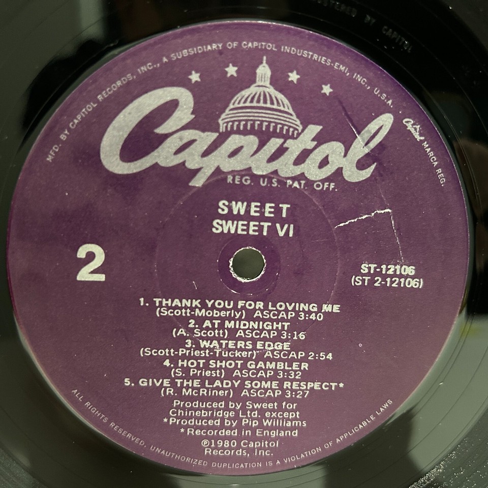 Sweet "Sweet VI" LP Album 1980 Capitol Label ST-12106 VG+ | eBay