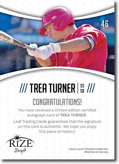TREA TURNER 2014 Rize Rookie Autograph BLUE AUTO RC #/25 | eBay