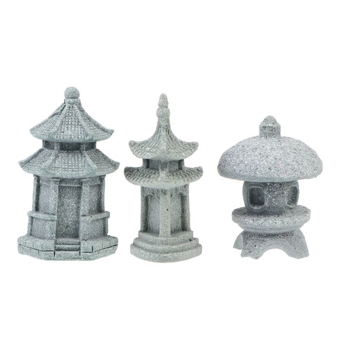 3 Pcs Stone Pavilion Ornaments Lantern Pagoda Statues Man Chic Home ...