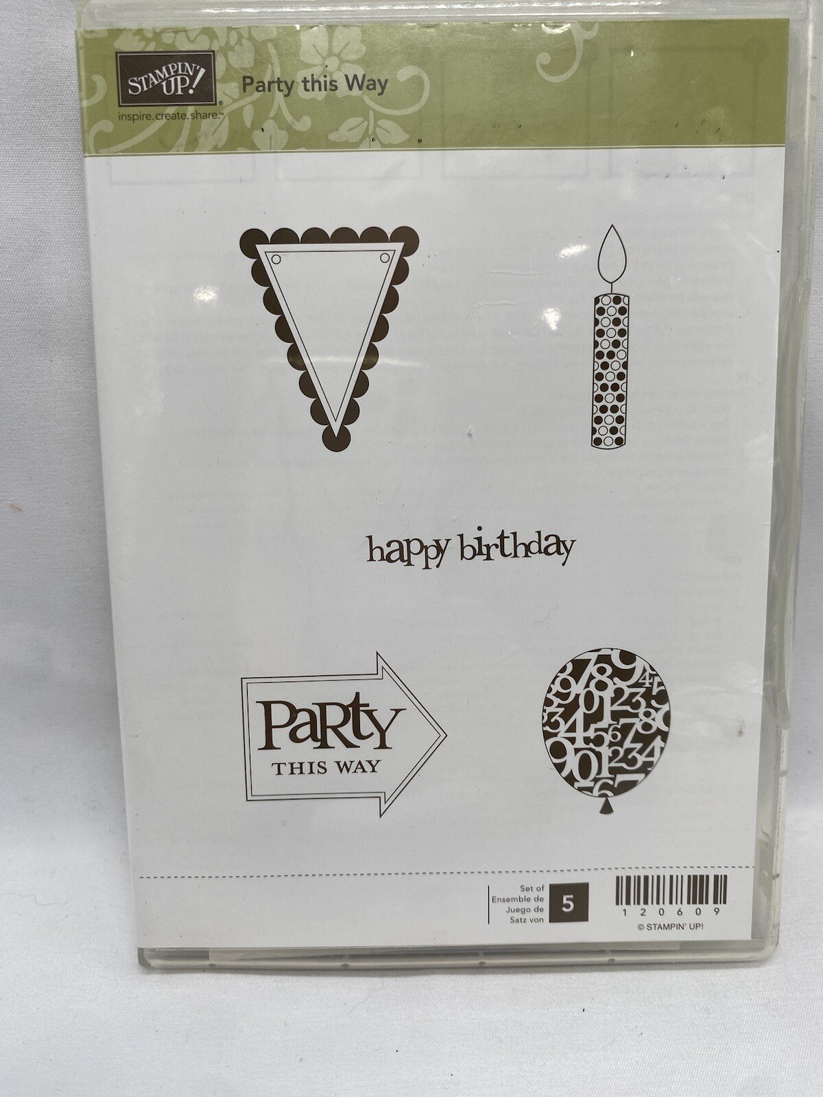 Stampin' Up! PARTY THIS WAY Cling Rubber Stamp Set Of 5 Birthday ...