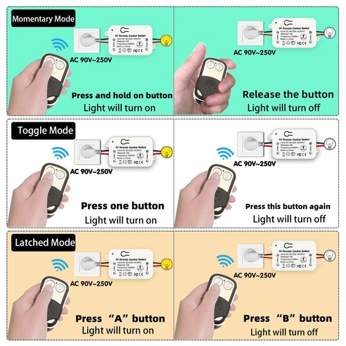 AC 110V 120V 220V 240V Wireless Remote Control Light Switch 1500W 1 Channel 4... | eBay