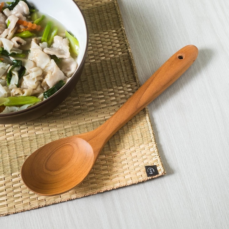 Durable 12'' Big Scoop Spoon in Golden Teak - Ergonomic & Eco-Friendly ...