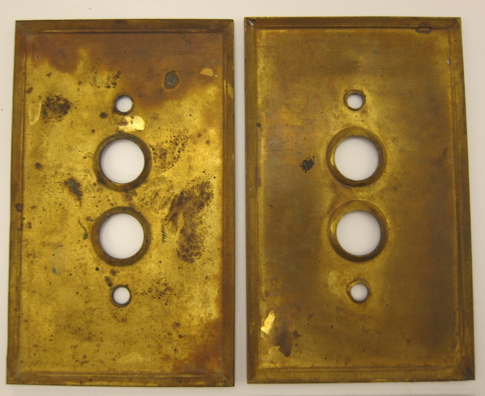 Four (4) Antique Solid Brass Push Button Switch Plate (2) | eBay