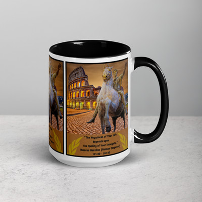 Marcus Aurelius Roman Emperor "The Happiness of Life" Ancient Rome Mug ...