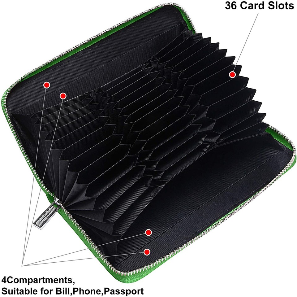 Men Women RFID Blk Leather 36 Slots Multi Credit Card Holder Large ...