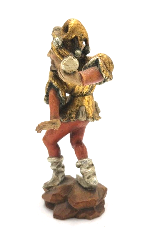 Vintage German Heinzeller Oberammergau Gold Carved Wood Jester Figure 5 ...